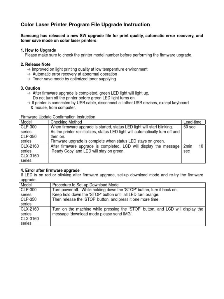 Firmware Upgrade Instruction - English | PDF | Printer (Computing ...