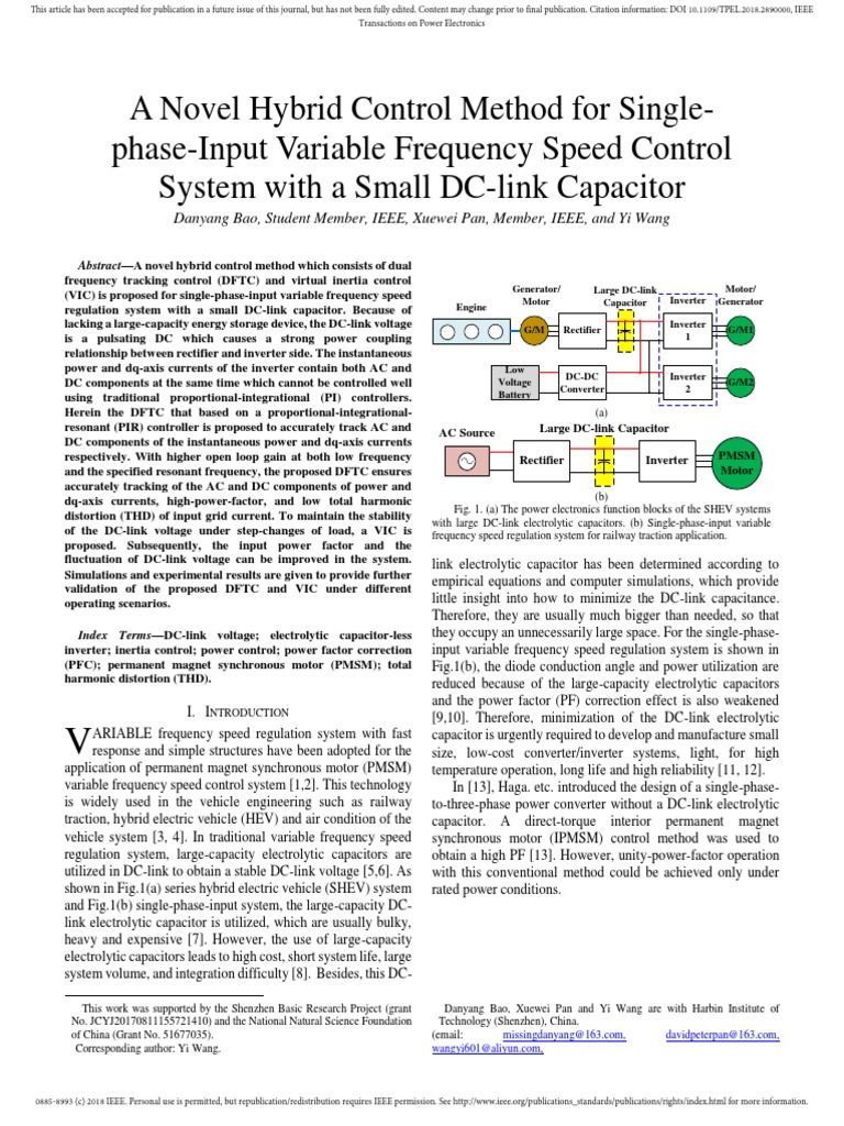 Hybrid Control Method For Single Phase Input Variable Frequency Speed Control System With A ...