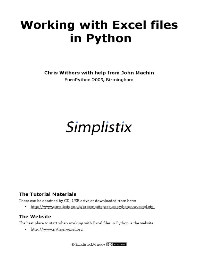 Python Excel PDF | PDF | License | Microsoft Excel