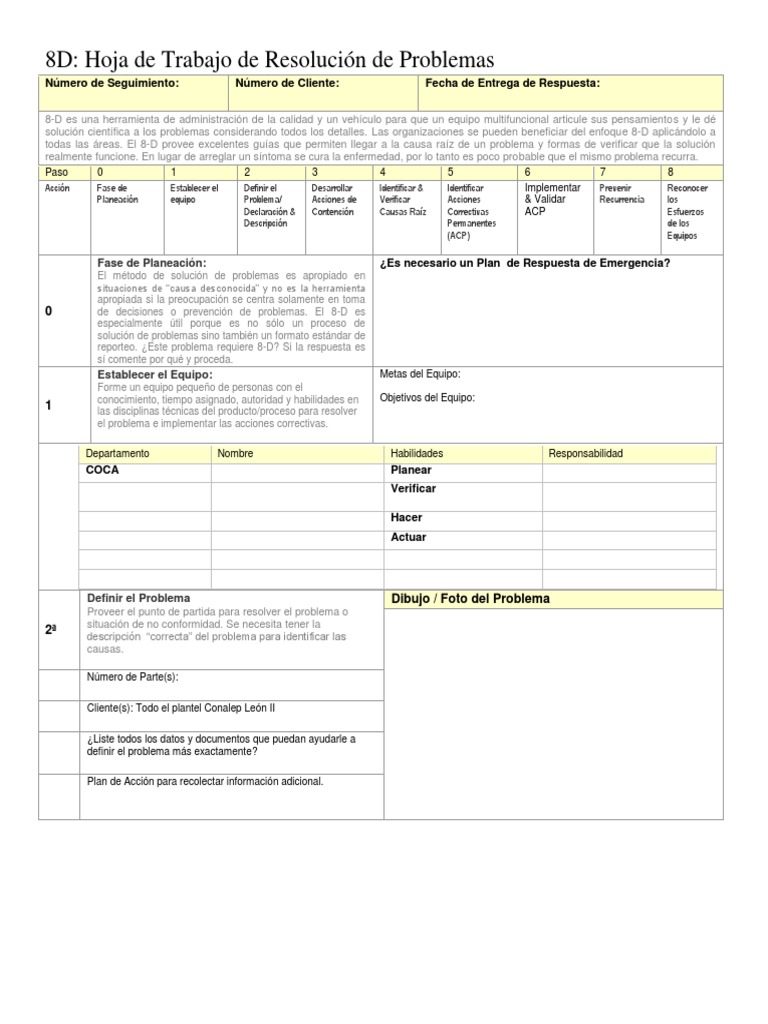 Formato 8D S | PDF | Planificación | Cognición