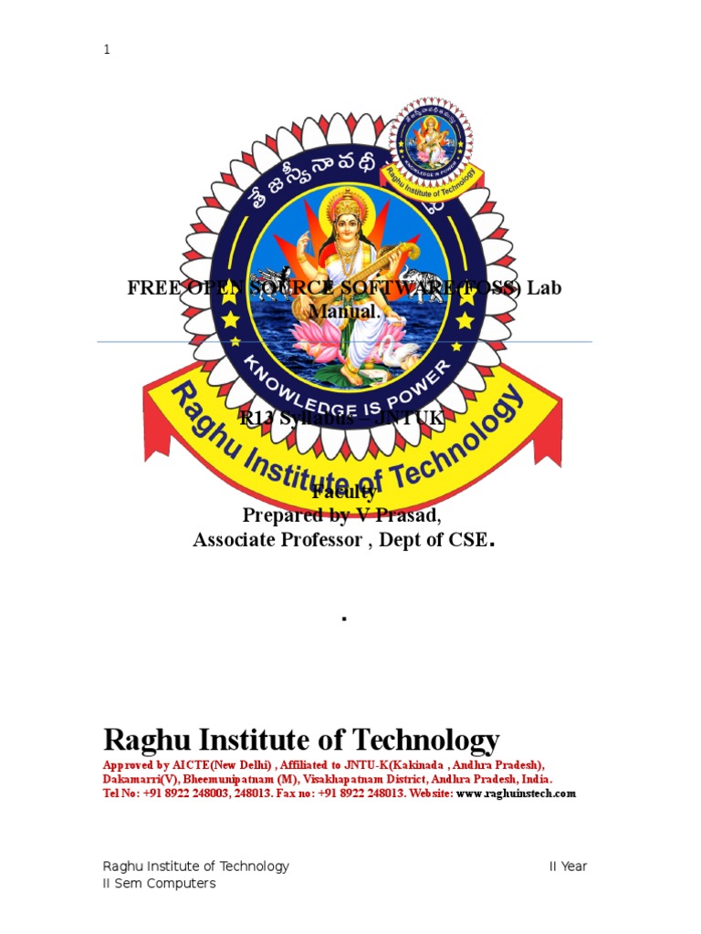 Raghu Institute of Technology: Free Open Source Software (Foss) Lab Manual | PDF | Pointer ...