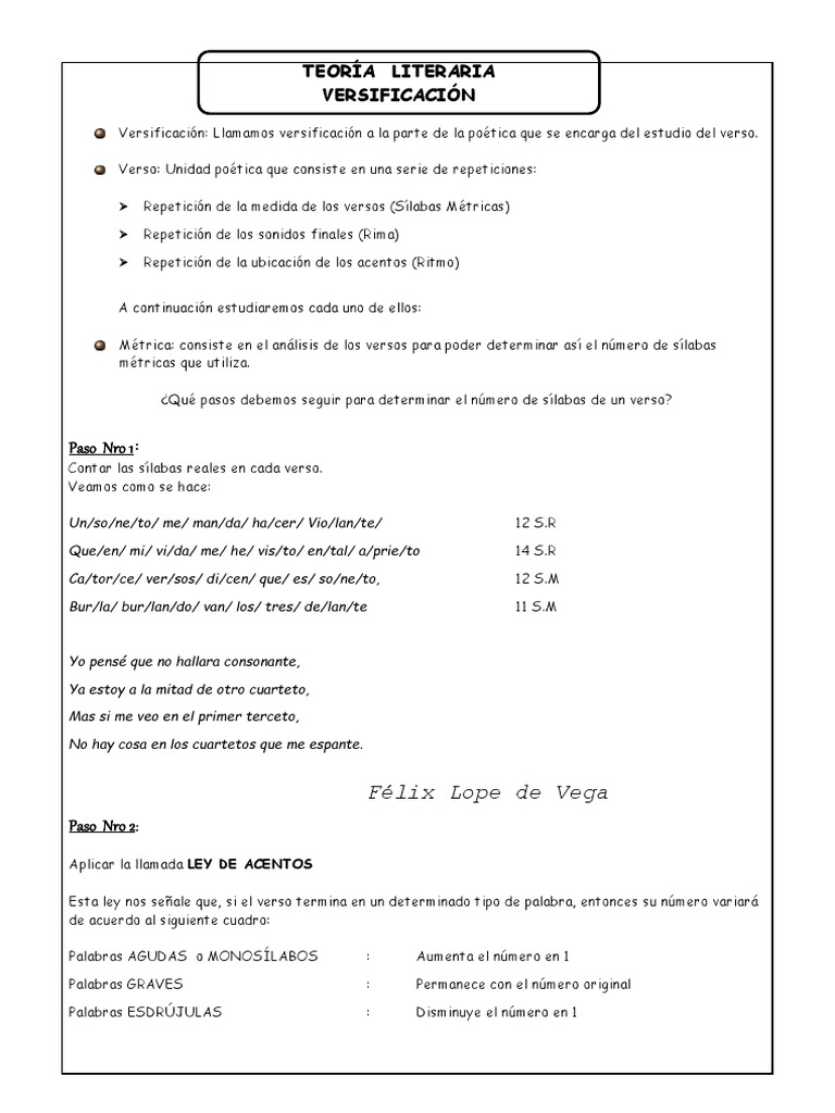 Versificación | PDF | Metro (poesía) | Forma Stanzaica