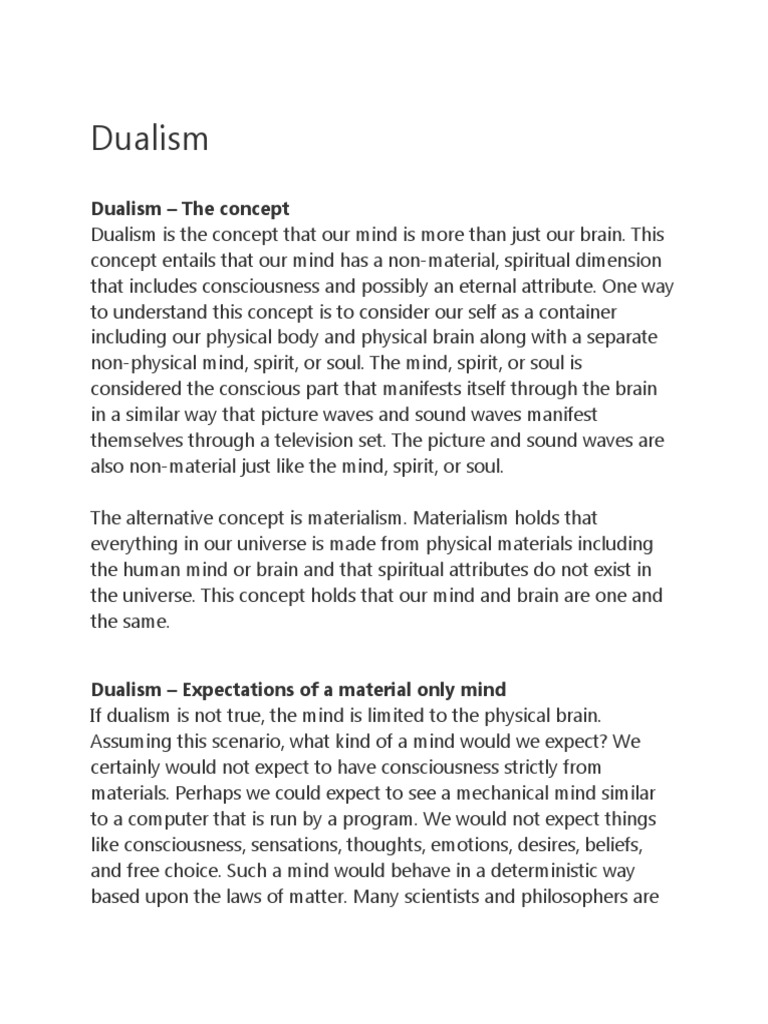Dualism | PDF | Mind | Metaphysical Theories