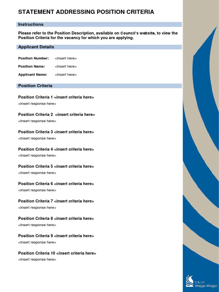 Statement Addressing Position Criteria: Instructions | PDF