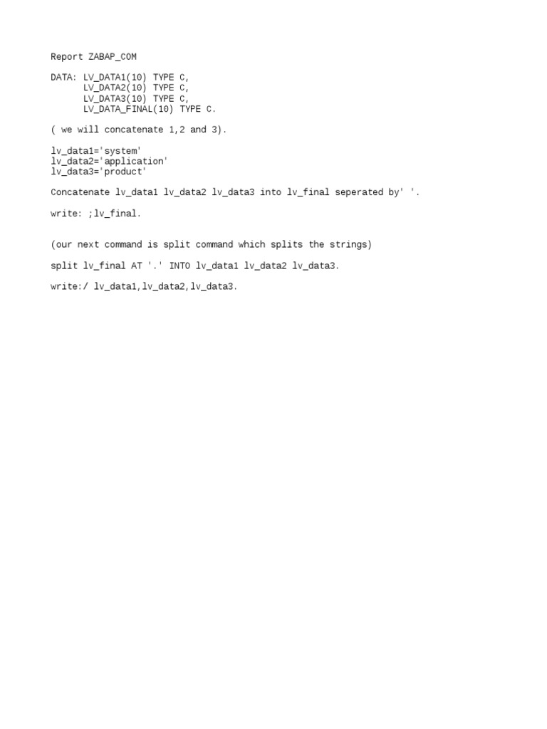 Concatenating And Splitting String Variables In Abap A Guide To Combining And Separating Data