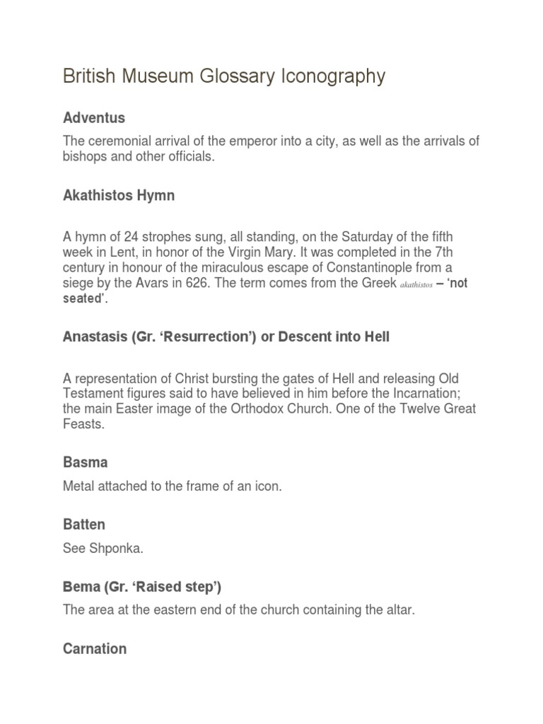 Glossary of Iconography, British Museum | PDF | Icon | Eastern Orthodox ...