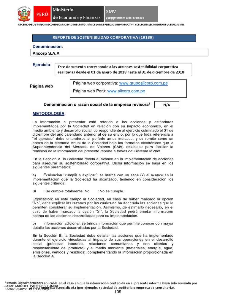 Reporte Sostenibilidad Corporativa Alicorp | PDF | Sustentabilidad | Calidad (comercial)