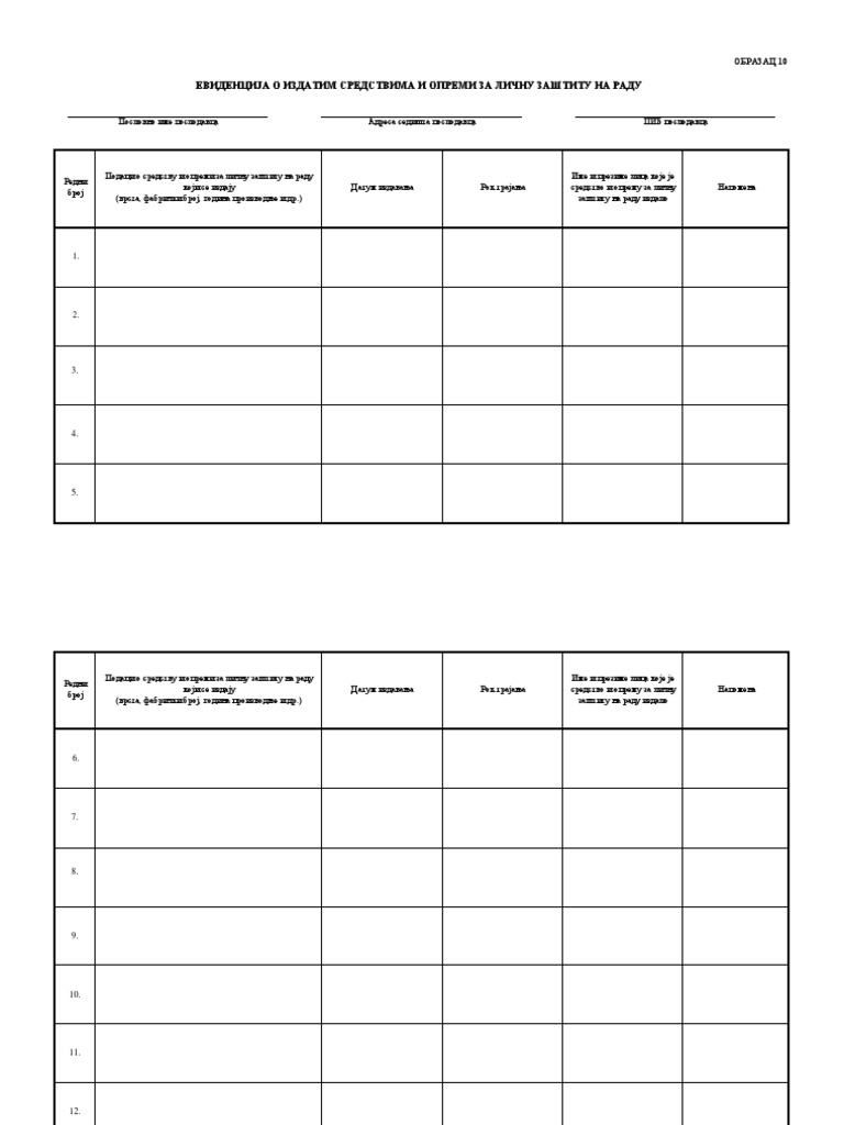 Obrazac 10 Lzs | PDF