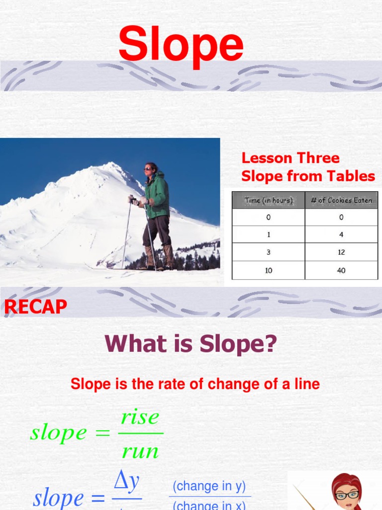 Slope: Lesson Three Slope From Tables | PDF | Slope | Derivative