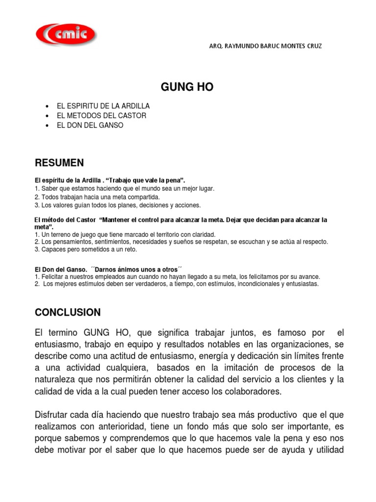Gung Ho: Trabajo en Equipo Efectivo | PDF | Vida | Sicología