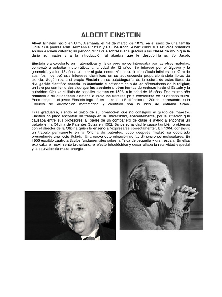 Einstein: Vida y Logros Científicos | PDF | Albert Einstein | René ...