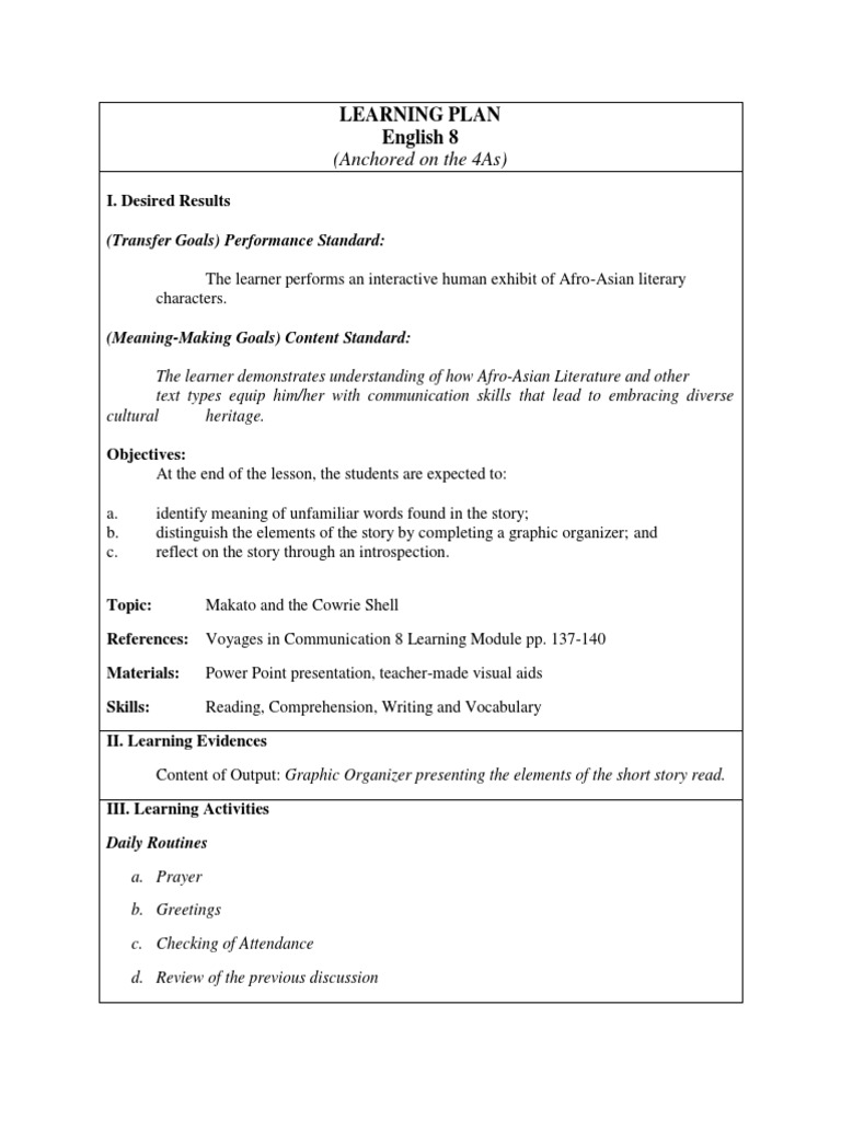 Learning Plan PDF | Download Free PDF | Human Communication | Learning