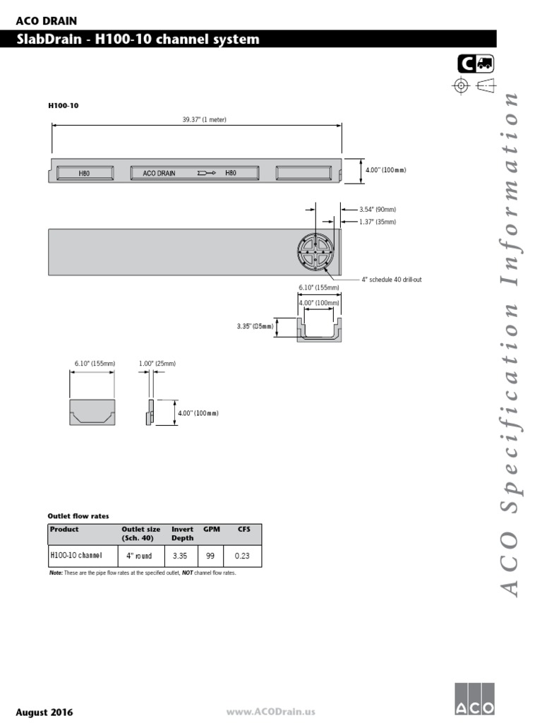 Slabdrain h100 10 Channel System | PDF | Civil Engineering | Materials