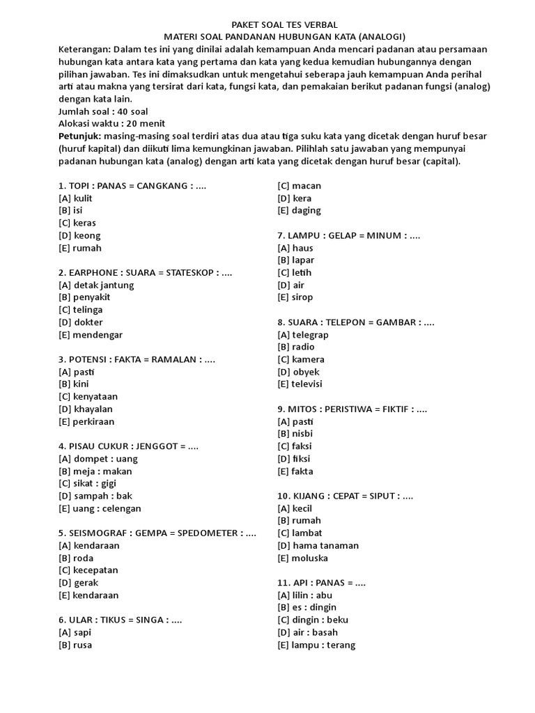 Paket Soal Tes Verbal | PDF