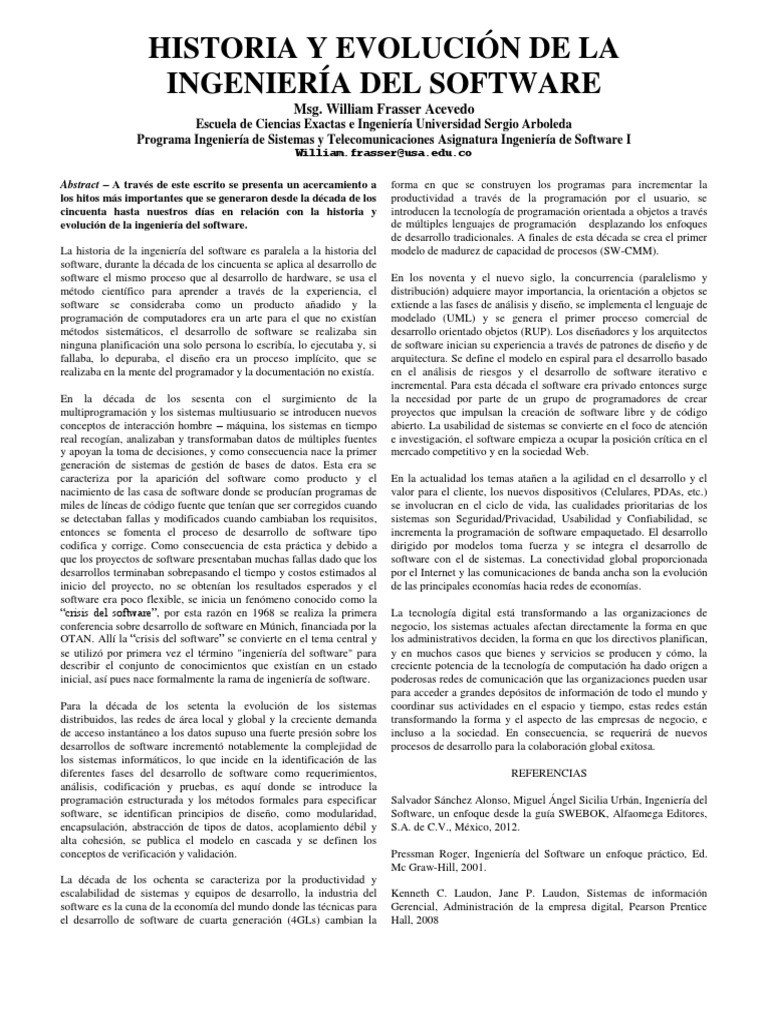 Historia de Ing Software | PDF | Ingeniería de software | Software