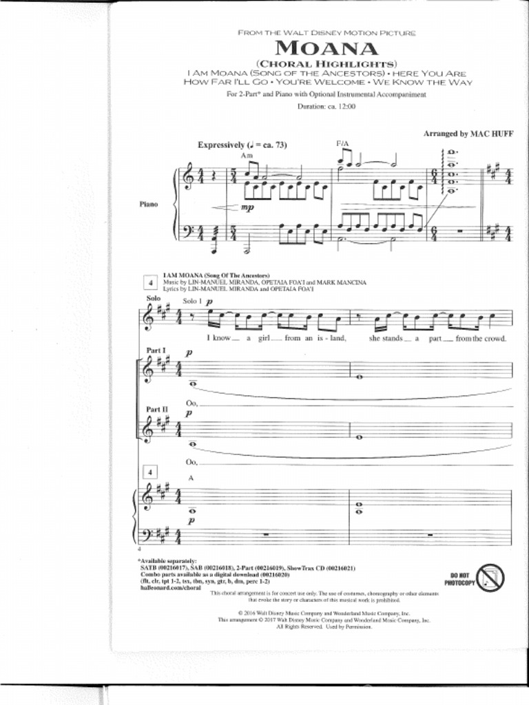 Sheet Music Moana | PDF | Entertainment (General)