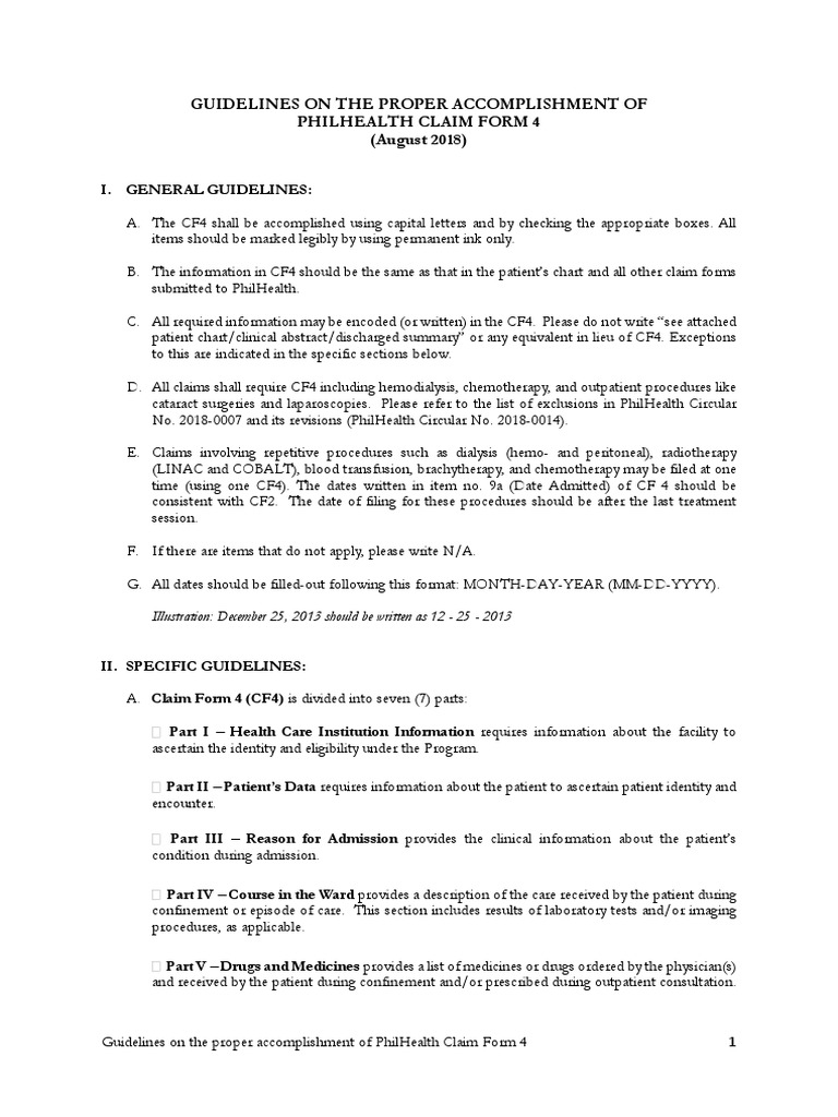 PhilHealth Claim Form 4 Guidelines | PDF | Patient | Medical Diagnosis