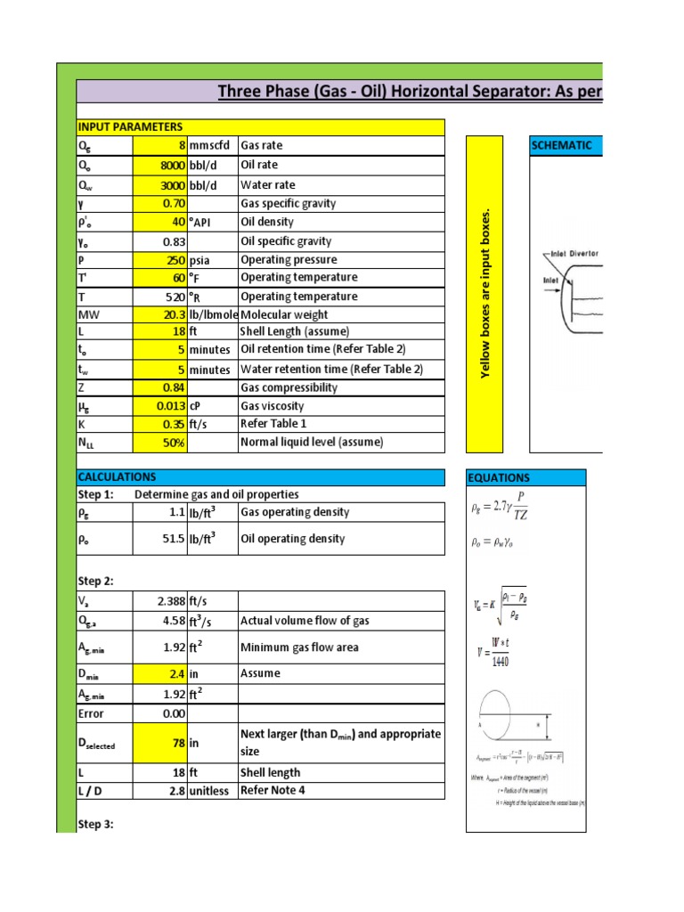 Separator Sizing Sheet | PDF | Gases | Barrel (Unit)
