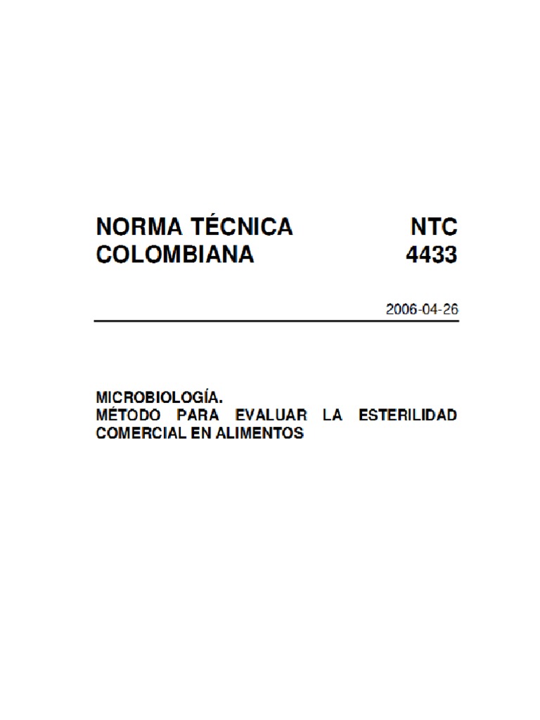 NTC 4433 Esterilidad Comercial | PDF