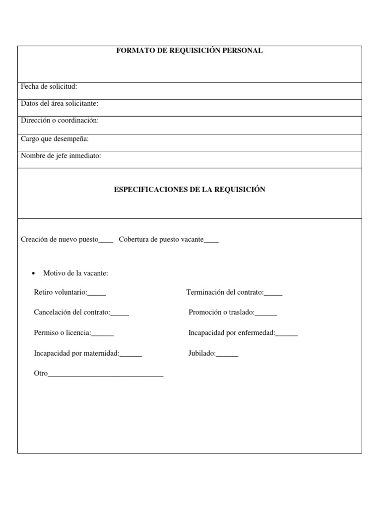 Formato Requisición Personal (Ejemplo) Sena | PDF