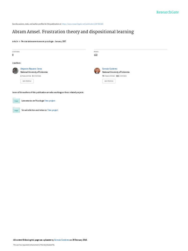 Abram Amsel y su teoría de la frustración y el aprendizaje ...