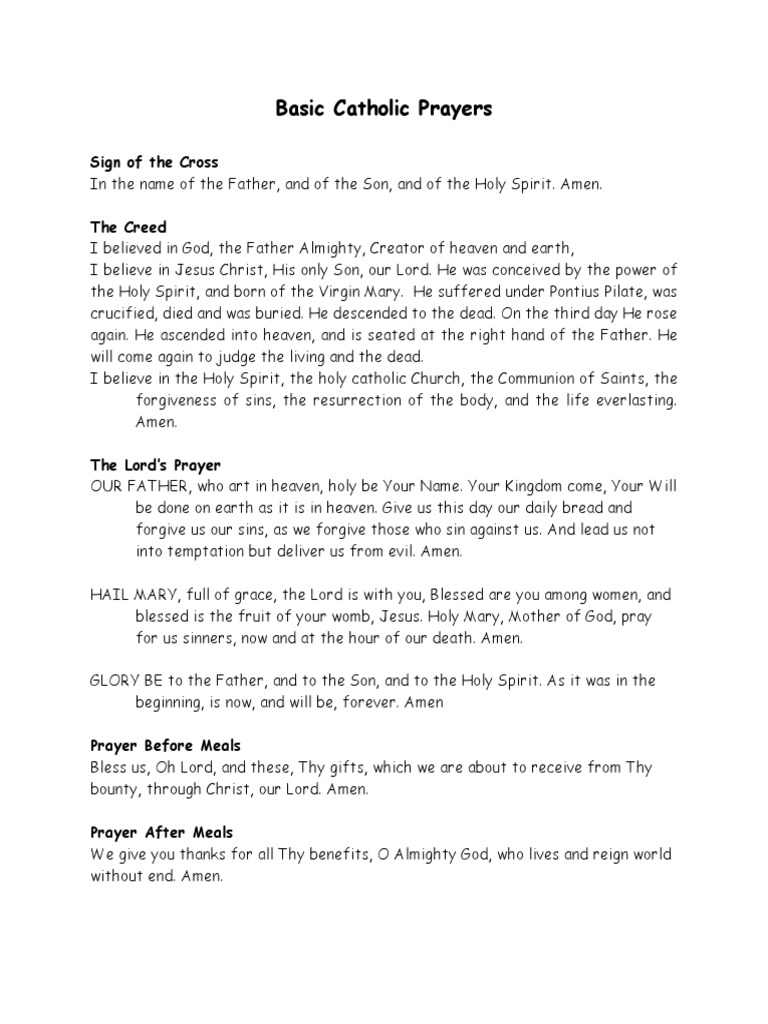 Basic Catholic Prayers | PDF | God The Father | Lord's Prayer