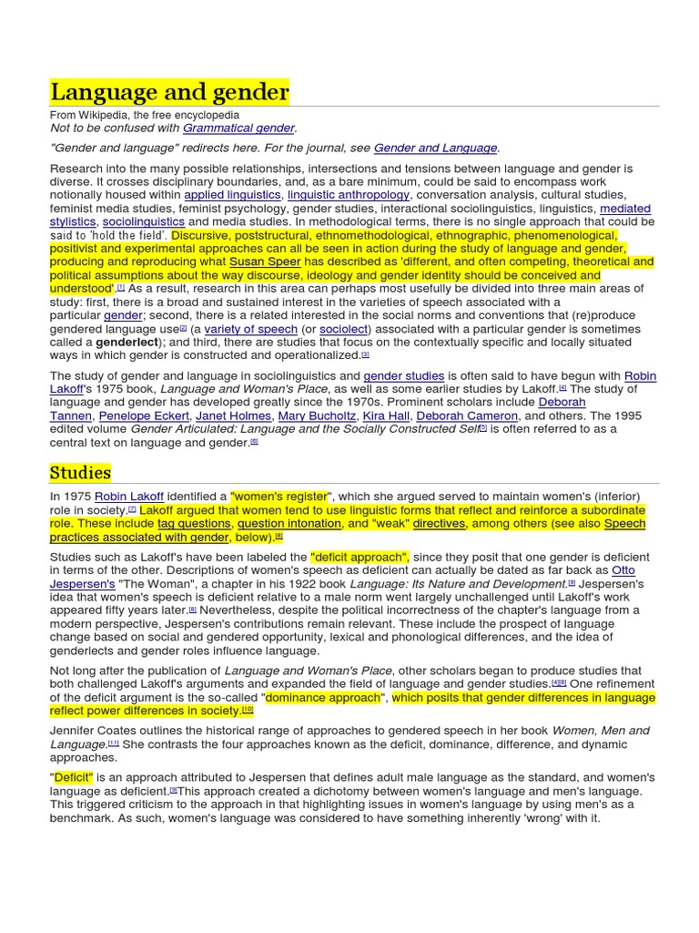 Language and Gender | PDF | Aggression | Gender