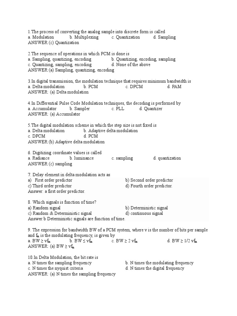PCM Operations Sequence Explained | PDF | Modulation | Sampling (Signal ...