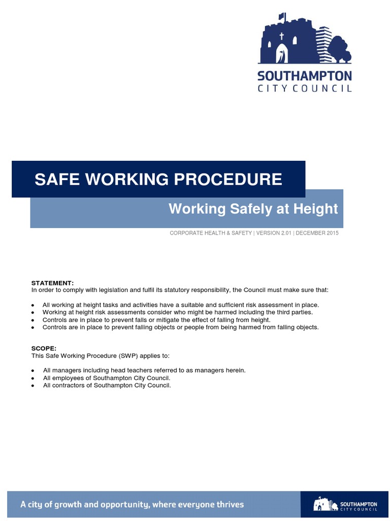 SWP Working Safely at Height Version 2.01 | PDF | Scaffolding ...