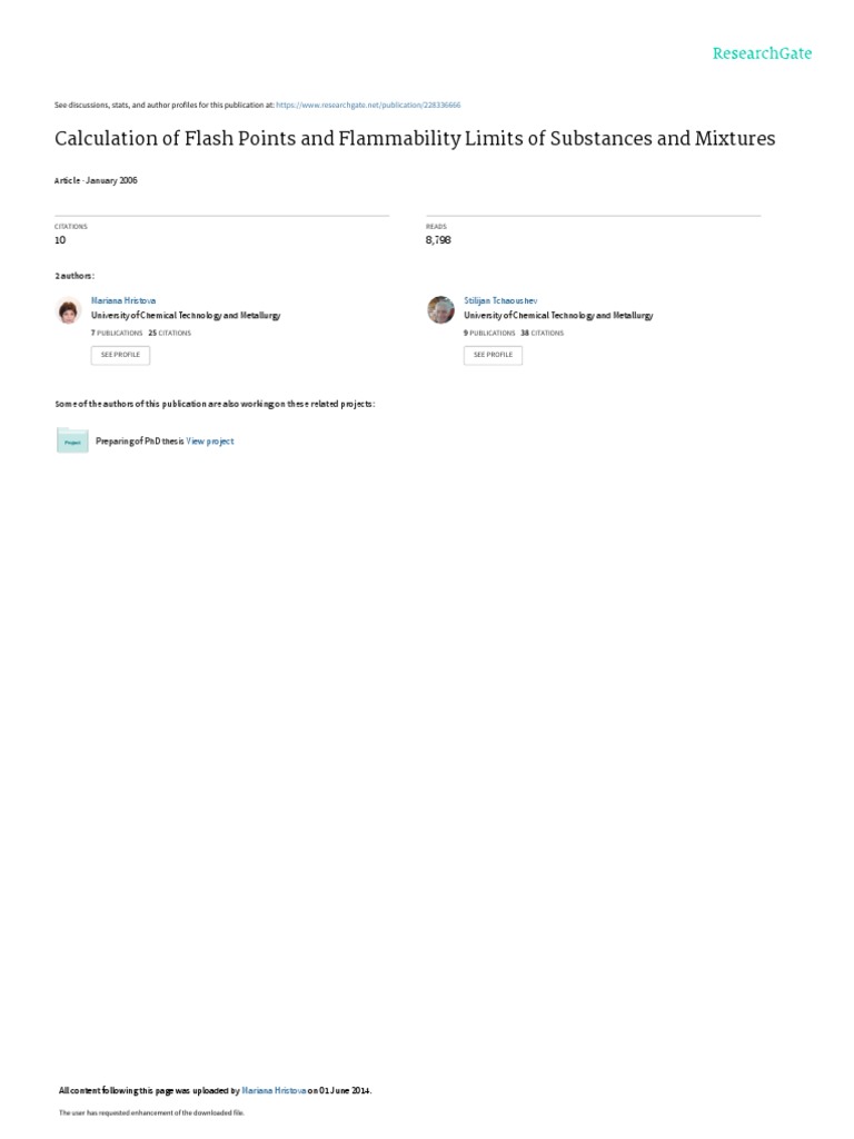 Calculation of Flash Points and Flammability Limit | PDF | Combustion ...