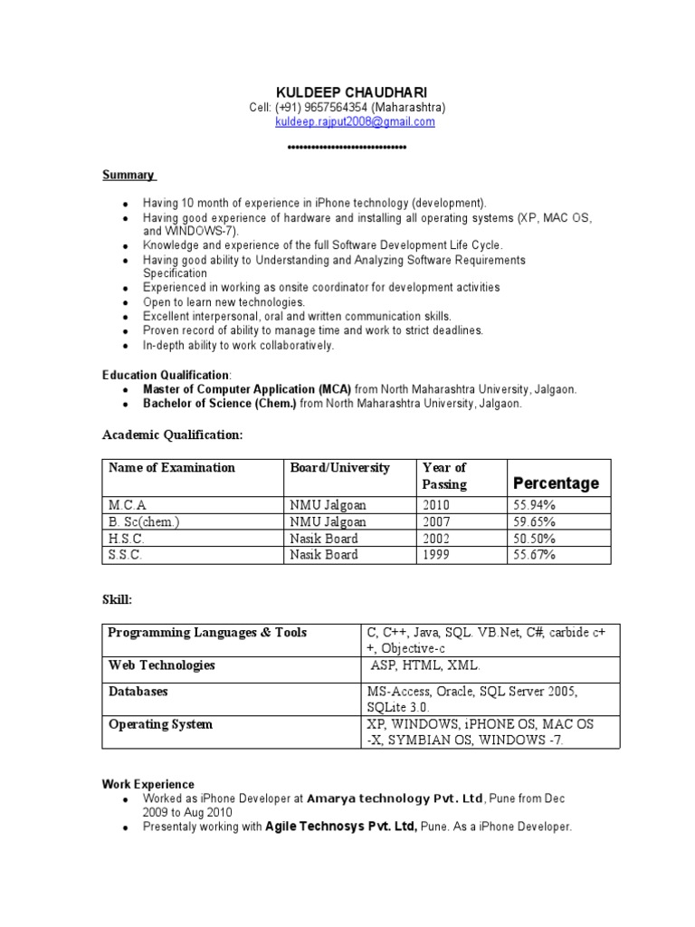 Kuldeep Update Resume | PDF | Ios | Mac Os