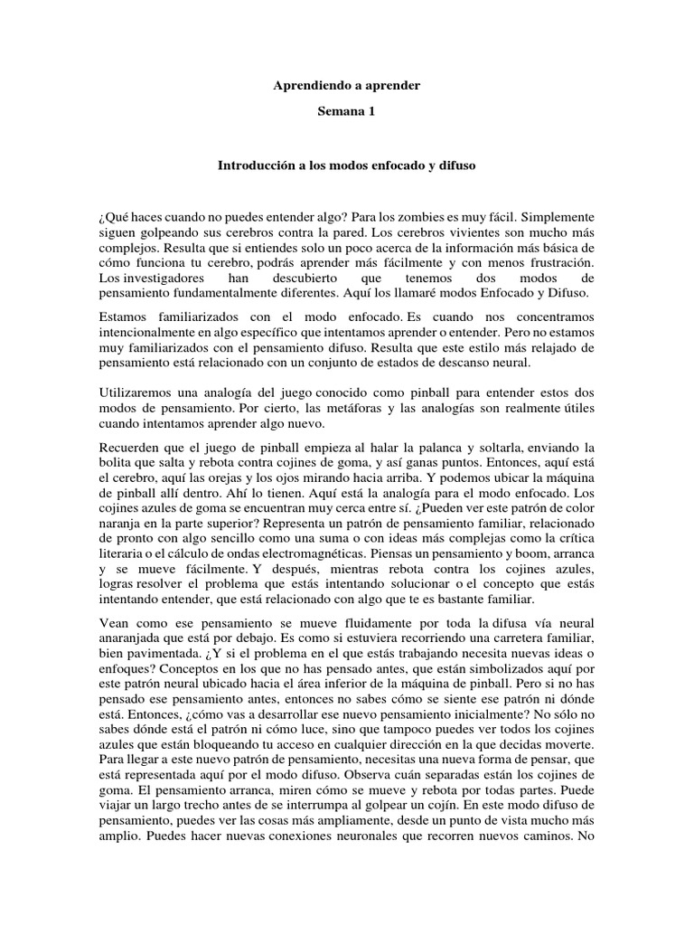 Aprendiendo A Aprender (TODO) | PDF | Memoria | Cerebro