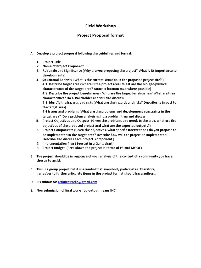 Field Workshop Project Proposal Format | PDF