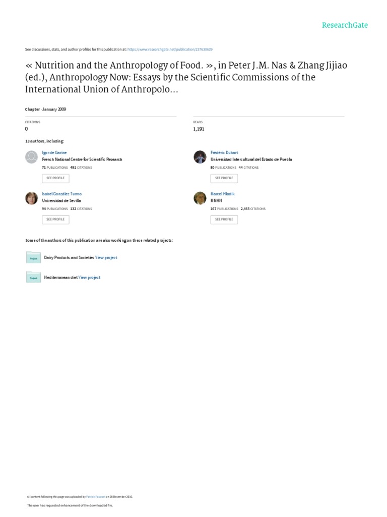 Anthropology of Food and Nutrition Insights | PDF | Anthropology | Human