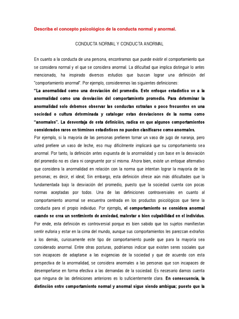 La Conducta Normal y Anormal | PDF | Comportamiento | Psicoanálisis