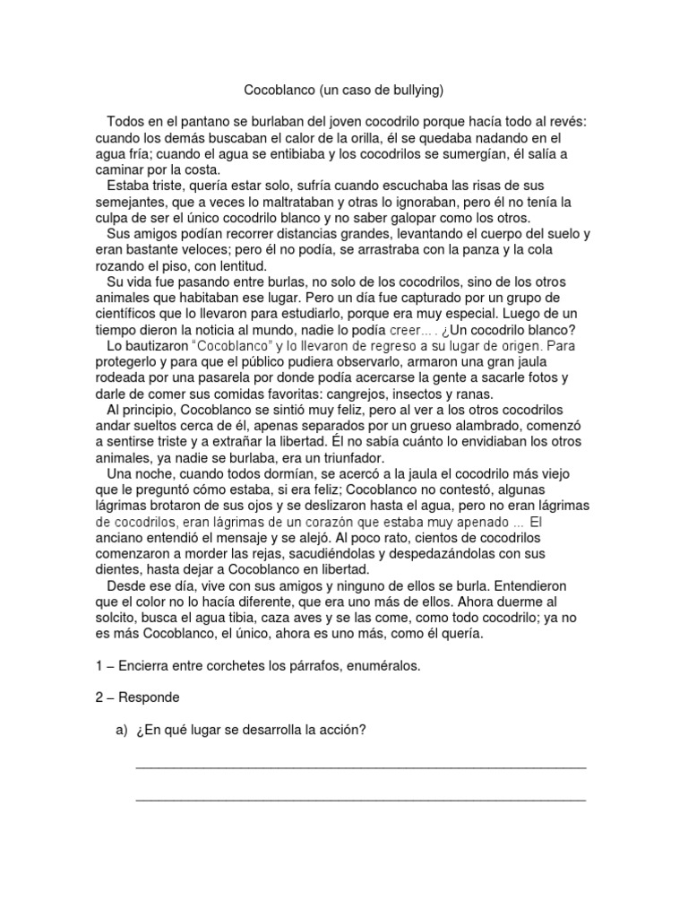 Cocoblanco: Superando el Bullying | PDF | Naturaleza