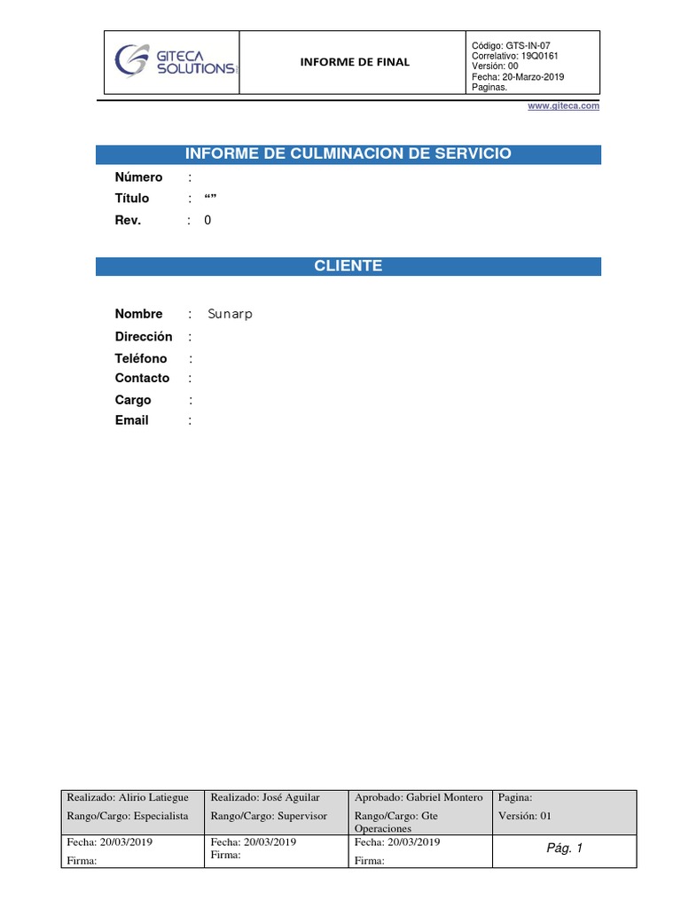 Informe de Servicio | PDF