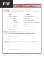 Figurative Language Review Quiz: © English Teacher Mommy | PDF | Metaphor