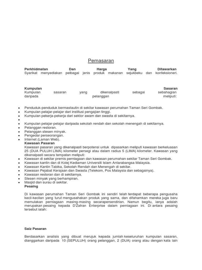 Saiz Dan Syer Pasaran | PDF