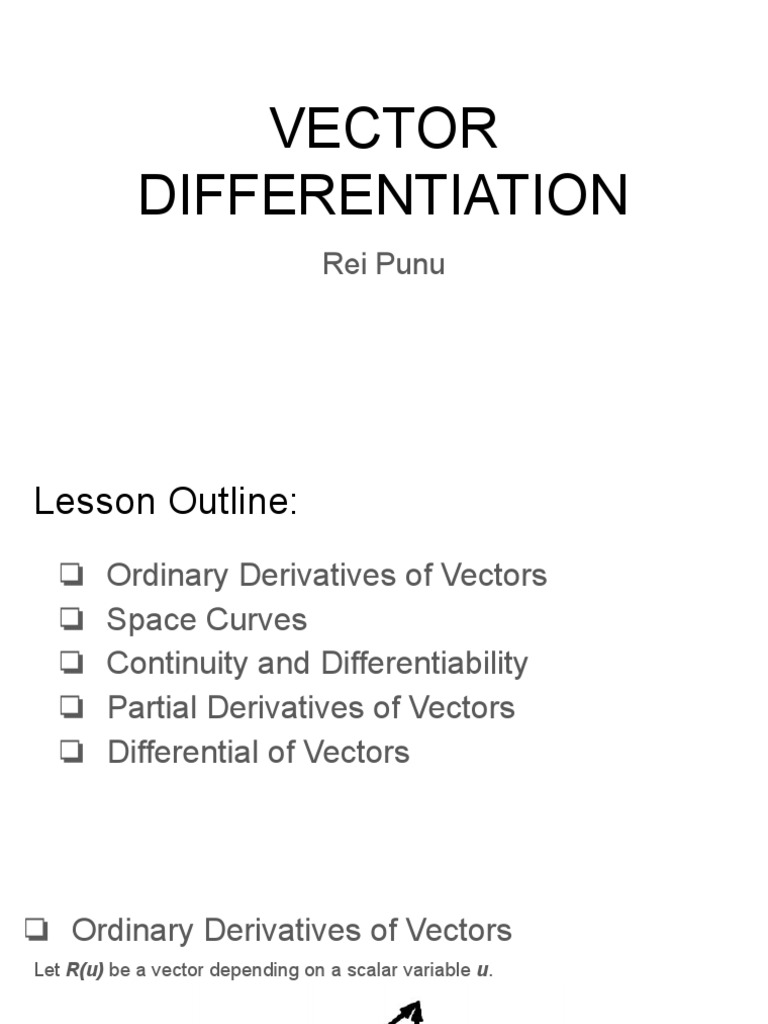 Lec3 Vector Differentiation | PDF | Teaching Methods & Materials ...