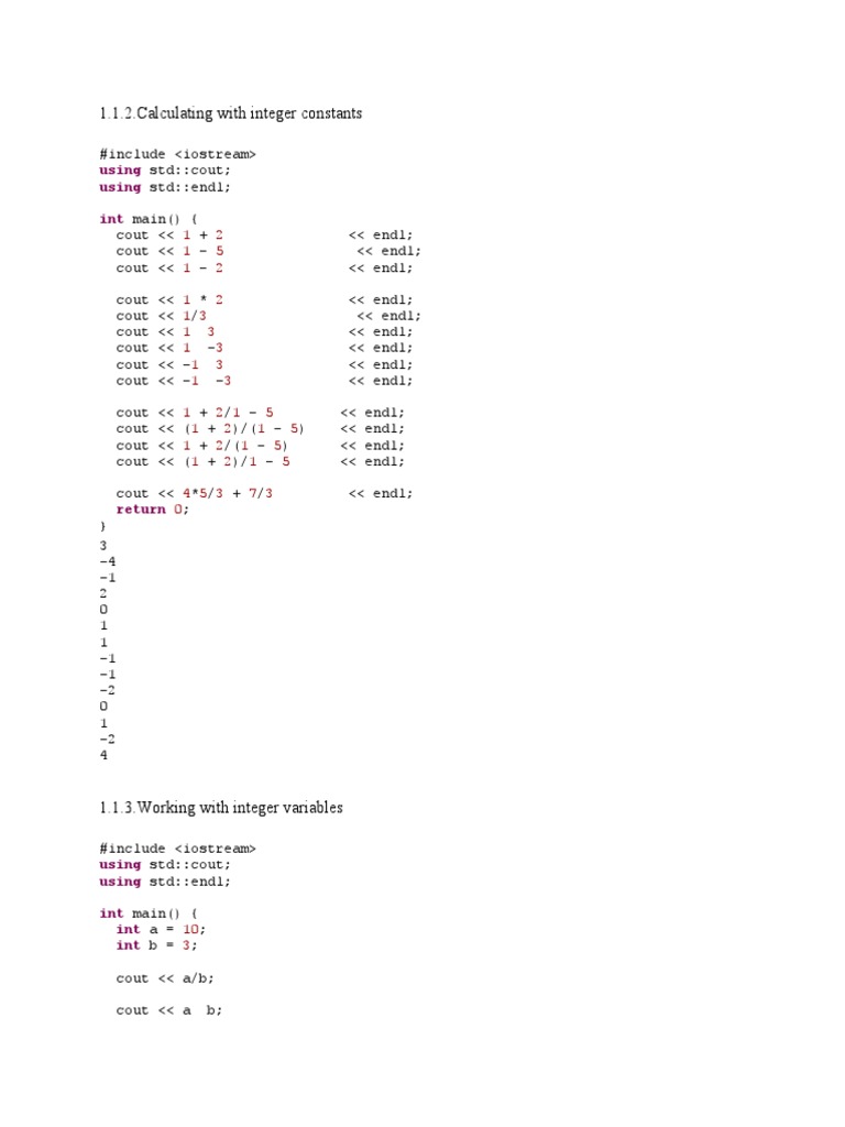 112calculating With Integer Constants Using Using Int Pdf Scope Computer Science 