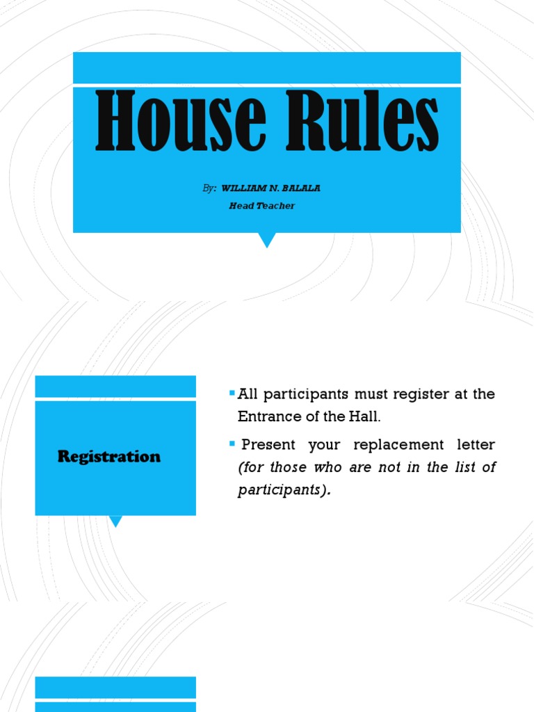 House Rules: By: William N. Balala | PDF