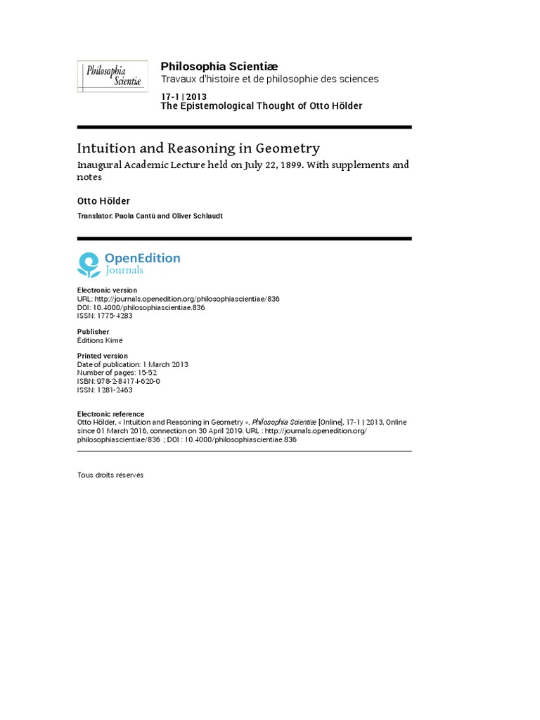 Intuition and Geometry | Download Free PDF | Axiom | Critique Of Pure ...