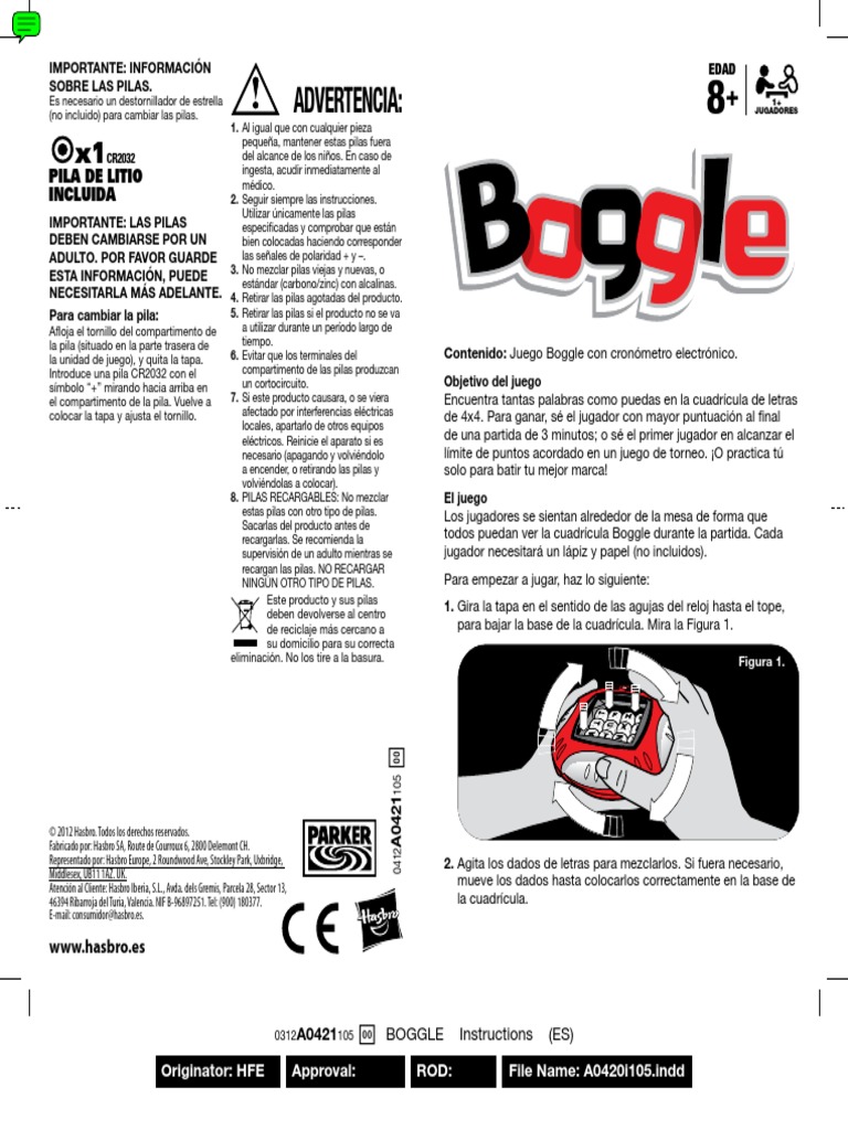 Boggle Instructions | PDF | Tornillo | Tipología Lingüística