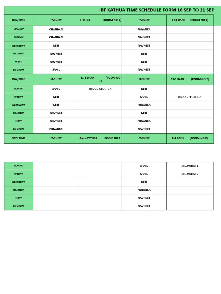 IBT Kathua Class Schedule | PDF