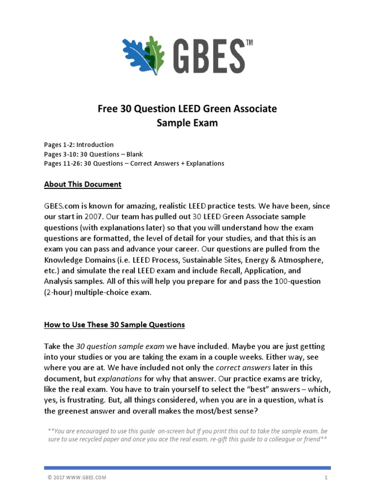 Free LEED GA 30 Practice Questions PDF | PDF | Chlorofluorocarbon ...