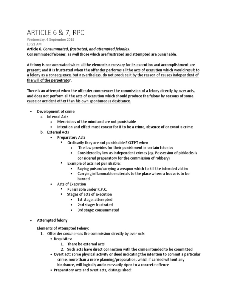 RPC Article 6 & 7 Explained | PDF | Felony | Crime & Violence