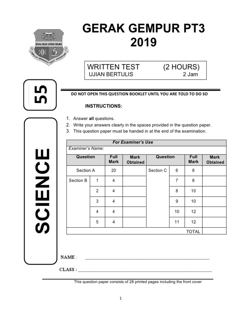 TRIAL PT3 SCIENCE 2019 SM Sains Perempuan | PDF | Sun | Chemistry