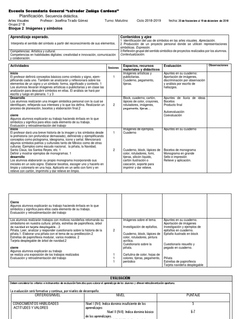 Planeacion-Didactica-2do-Grado 2T | PDF | Los símbolos | Evaluación