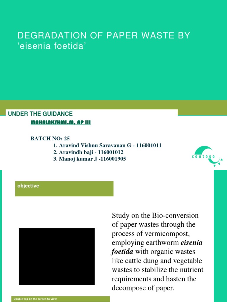 Degradation of Paper Waste by Eisenia Foetida | PDF | Compost | Natural ...